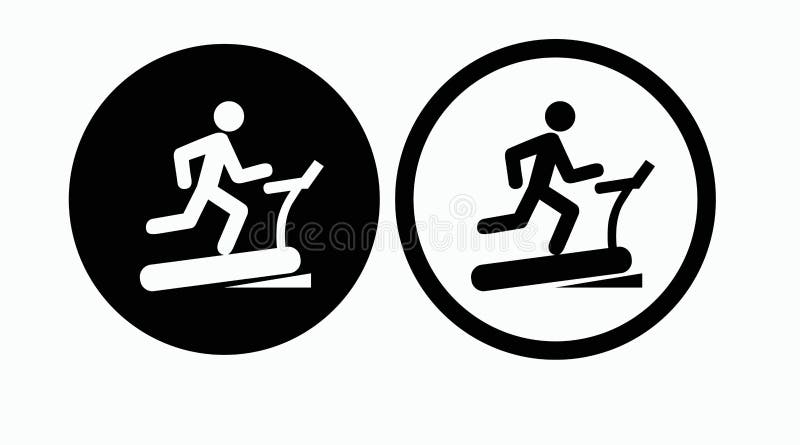 Treadmill Icon Set. Vector Flat Isolated Black and White Stock Vector ...
