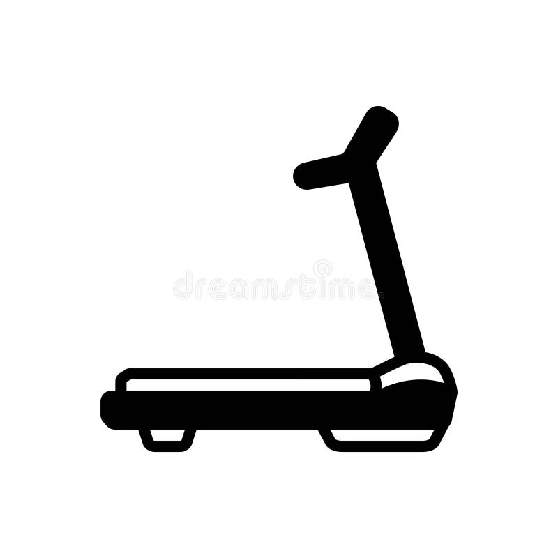 Black Solid Icon for Treadmill, Fitness and Walking Stock Illustration ...