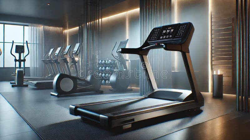 A Treadmill in a Modern Gym with Dim, Moody Lighting. Generative AI ...