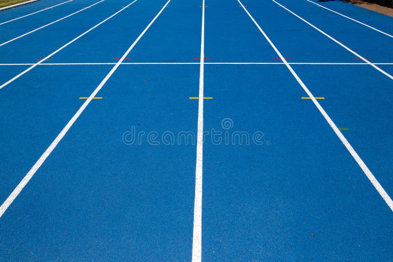 Treadmill for Running in the Stadium in Blue Stock Photo - Image of ...