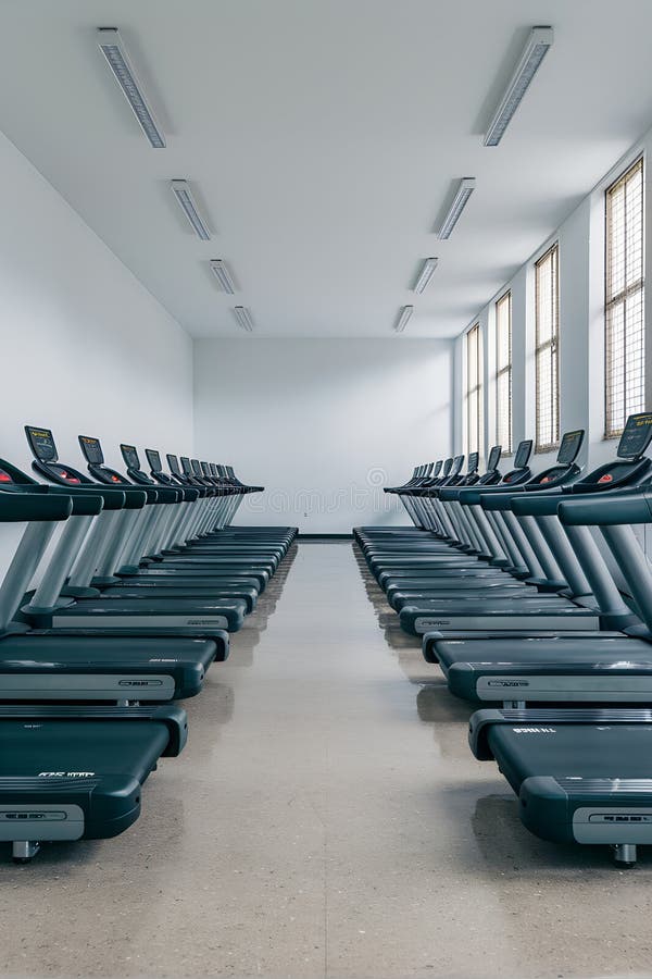 Treadmills Aligned Against Gym Wall Stock Illustration - Illustration ...