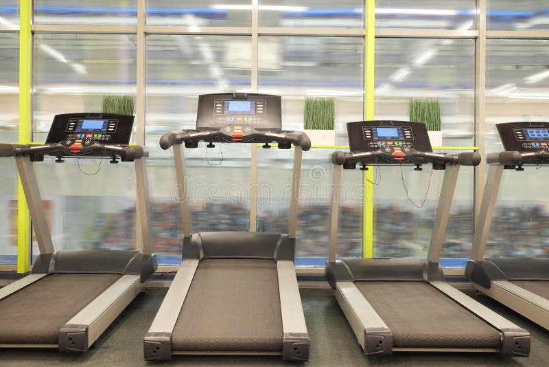 Treadmills in a Fitness Hall Stock Image - Image of inside, physical ...