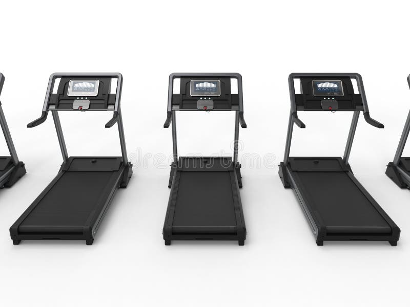 Treadmills or Running Machines in a Row Stock Illustration ...
