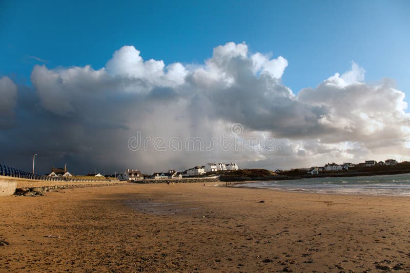 Trearddur Bay Beach at Sunset Stock Image - Image of coastline, wales ...