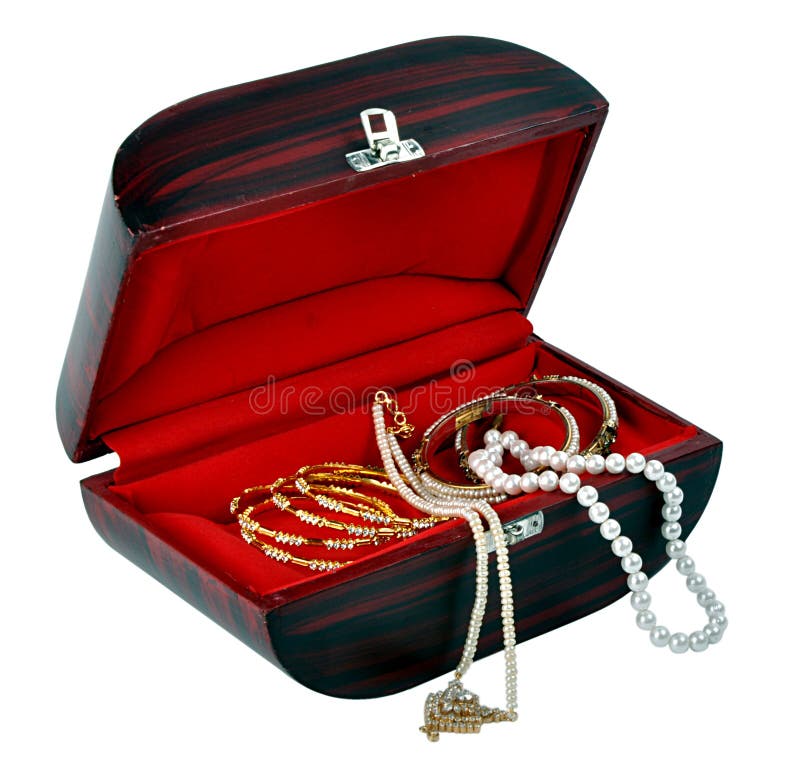 Box of Treasure with Gold Jewelry Stock Photo - Image of pearl, chest ...