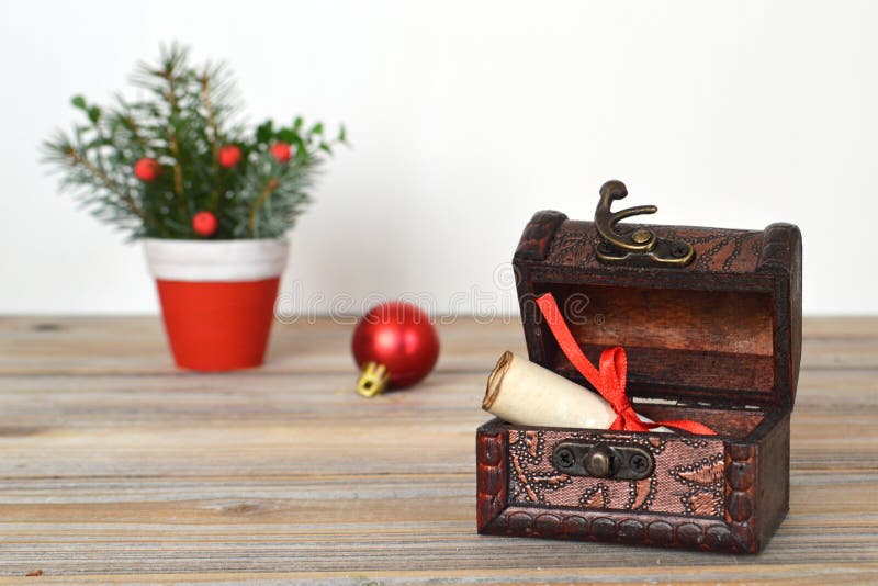 Treasure Chest with Christmas Letter Stock Image - Image of arrangement ...