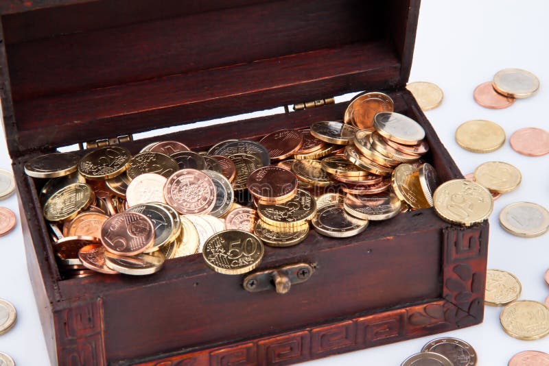 Treasure chest with coins stock image. Image of austerity - 14265887