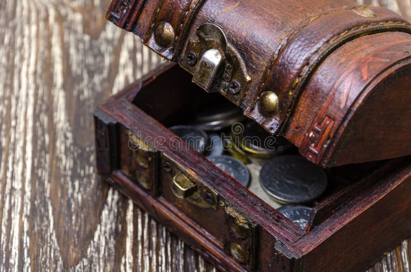 Treasure Chest with Coins, Rare Finds. Stock Image - Image of medieval ...