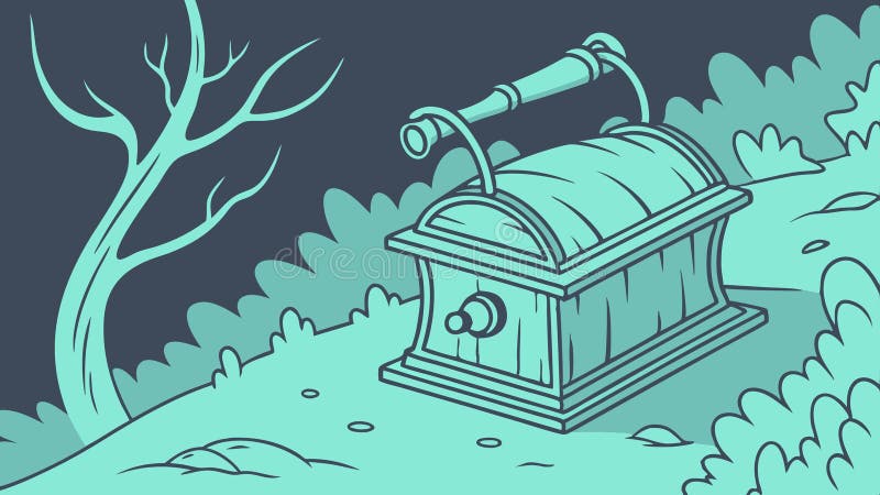 Treasure Chest in Enchanted Forest with Blue Glow, Vector Design ...