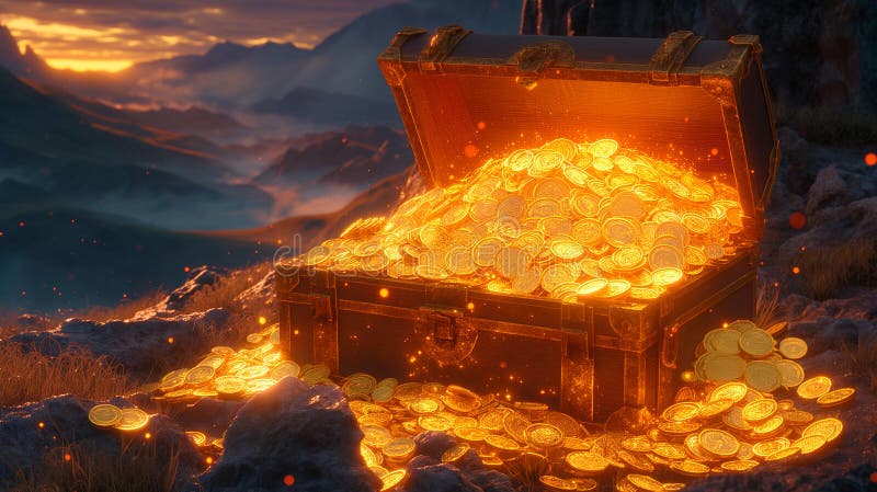 Treasure Chest Full of Gold Background Stock Image - Image of wealth ...