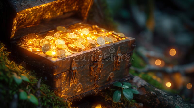 Treasure Chest Full of Gold Background Stock Photo - Image of cash ...
