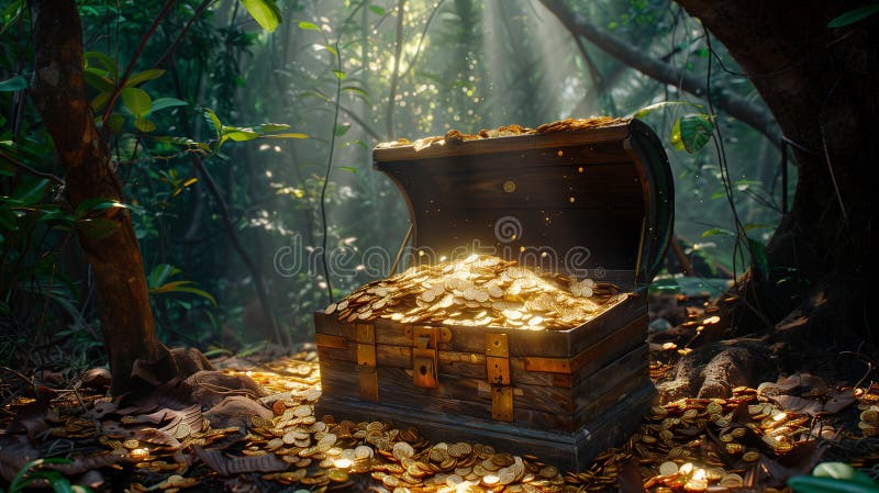 Treasure Chest Full of Gold Background Stock Photo - Image of open ...