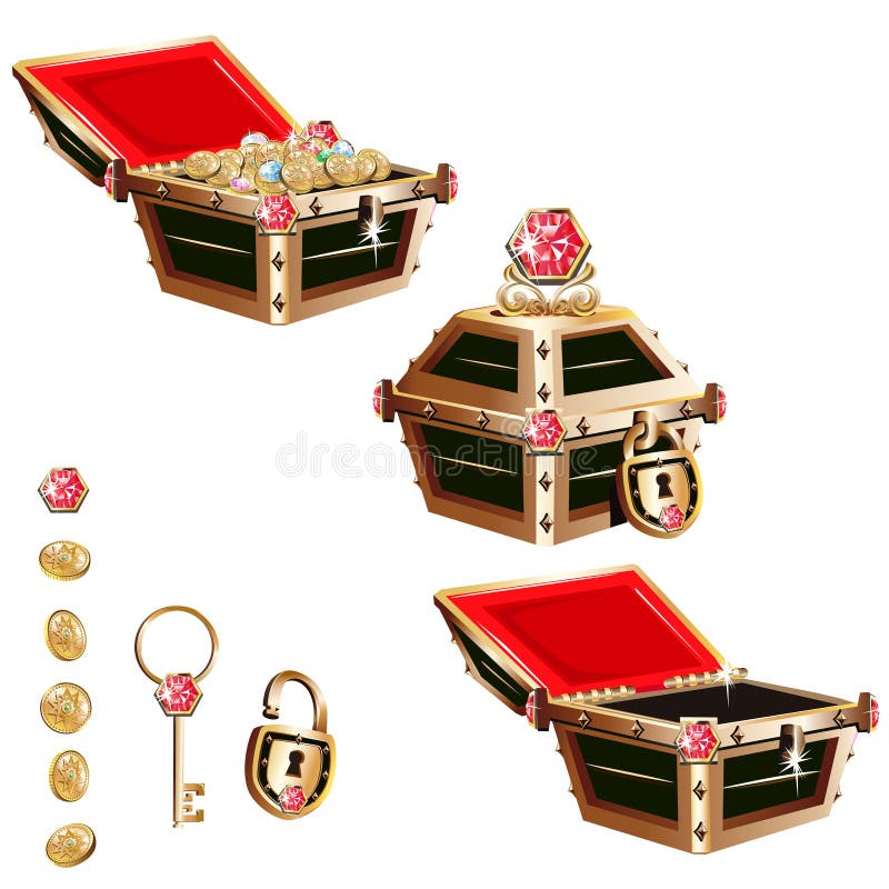 Treasure Chest with a Gold Frame and Crystals Stock Vector ...