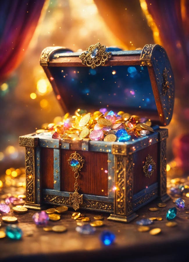 Treasure Chest and Gold. Selective Focus Stock Photo - Image of gold ...