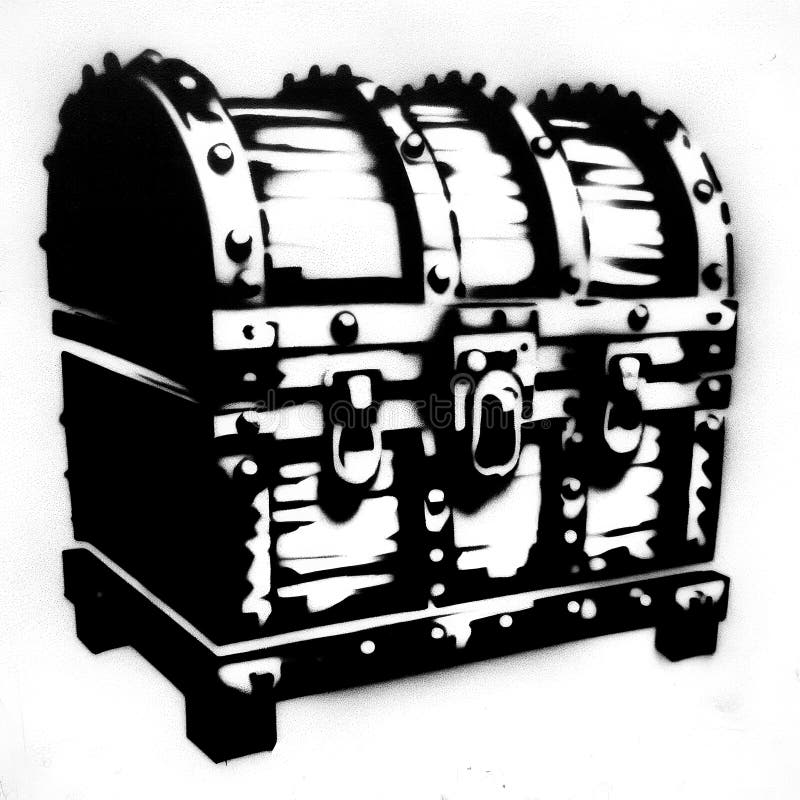 Treasure-chest Graffiti Stencil-art Style,black and White Stock ...