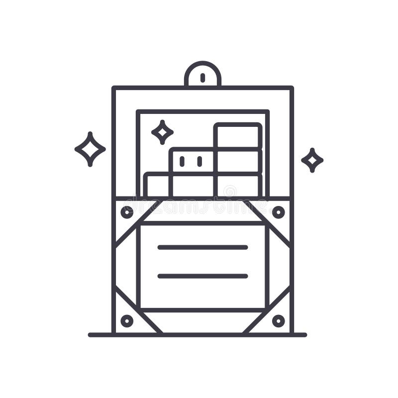 Treasure Chest Icon, Linear Isolated Illustration, Thin Line Vector ...