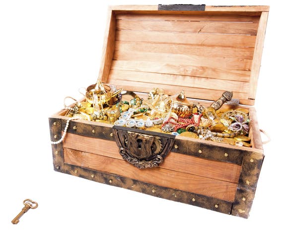 Treasure Chest with Key Isolated on White Stock Image - Image of copy ...