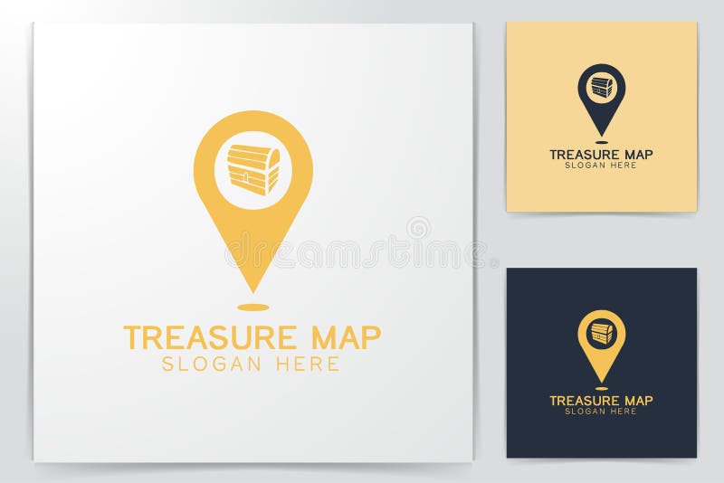 Treasure Chest and Map Point Logo Design Inspiration Stock Vector ...