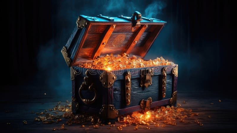 Open Ancient Trunk with Glowing Magic Lights - Treasure Chest Stock ...