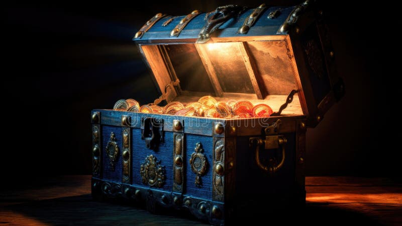 Open Ancient Wooden Chest Full of Gold Coins Pirate Treasure 3d ...