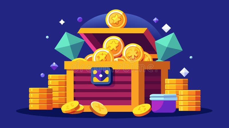 A Treasure Chest Overflowing with Countless Data Coins Gems and Bars ...