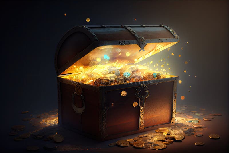Treasure Chest Overflowing with Gold Coins, Shining in the Light Stock ... Treasure Chest Overflowing with Gold Coins, Shining in the Light Stock ...