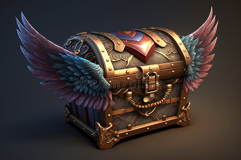 Treasure Chest with Wings. Generative AI. Stock Illustration ...