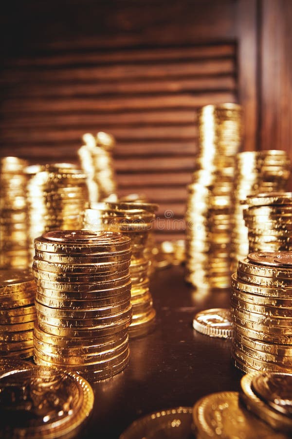 Treasure coins on table stock photo. Image of banking - 13789078
