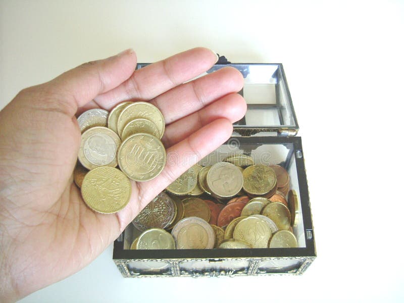 Treasure in hand stock image. Image of give, currency, cents - 71697