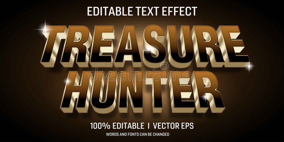 Treasure Hanter Vector 3d Text Effect with Modern Style Design Stock ...