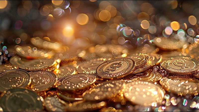 Treasure Hoard Bokeh Focus Soft Diffuse Amber Light Glistening Stock ...