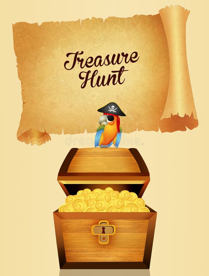 Treasure hunt parchment stock illustration. Illustration of coffer ...