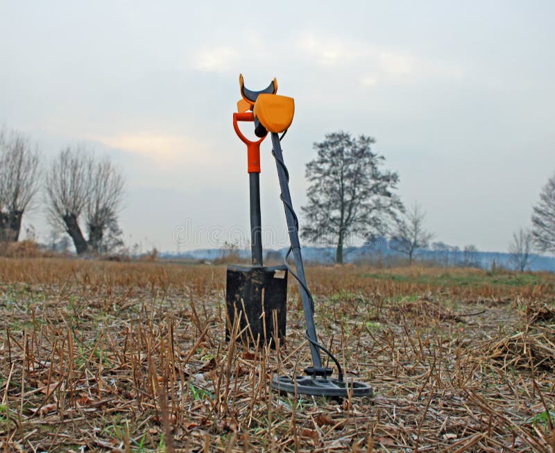 Treasure Hunter Equipment. Metal Detector and Shovel Stock Image ...