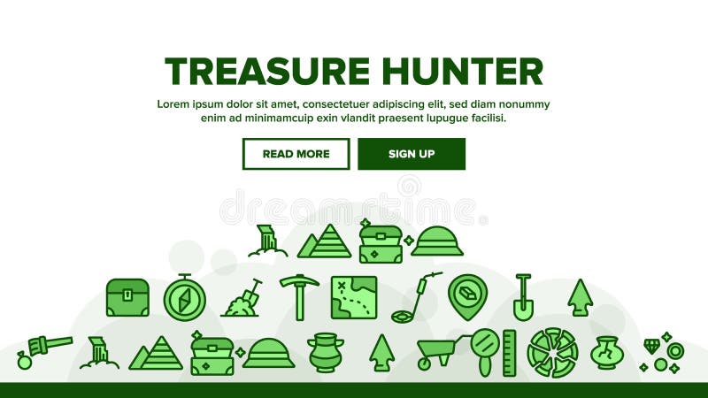Treasure Hunter Landing Header Vector Stock Vector - Illustration of ...