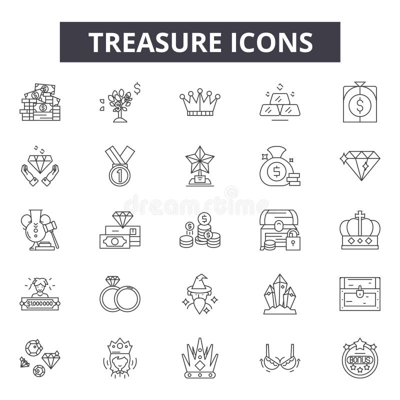 Treasure Line Icons, Signs, Vector Set, Linear Concept, Outline ...
