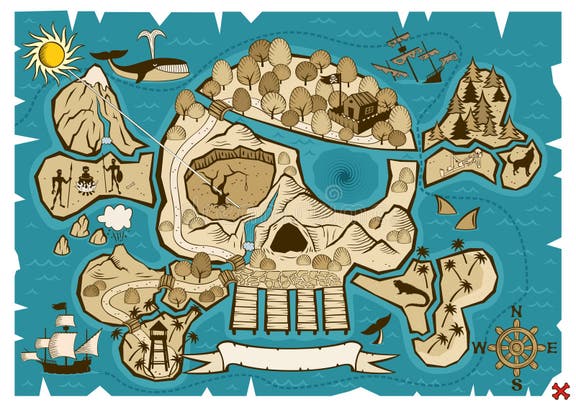 Treasure Map stock vector. Illustration of roger, rocks - 14871370