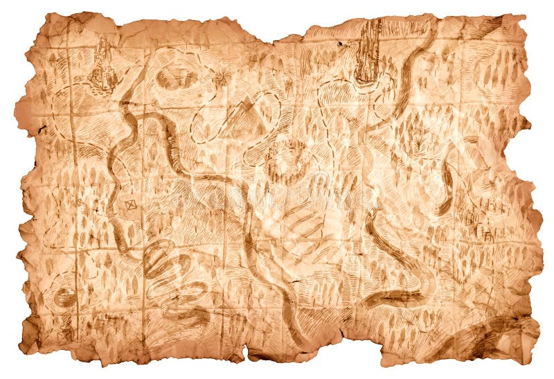 Old Paper with Treasure Map Stock Illustration - Illustration of blank ...