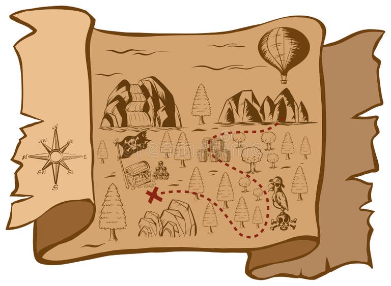Treasure Map on Brown Paper Stock Vector - Illustration of clip, white ...