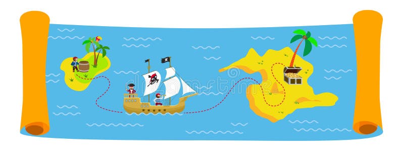 Treasure Map Colorful Vector Horizontal Banner Stock Vector ...