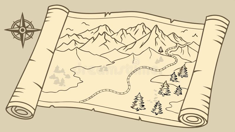 Treasure Map and Compass, Adventure Travel Vector Design Generative AI ...
