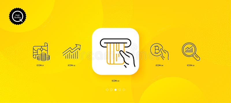Treasure Map, Data Analysis and Credit Card Minimal Line Icons. for Web ...