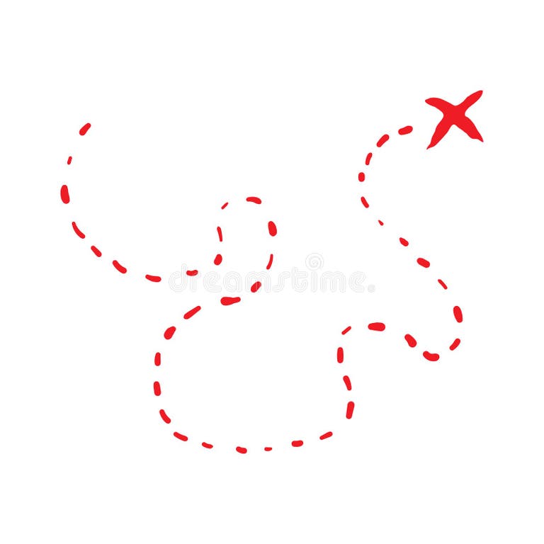 Treasure Map Element. a Dashed Line and Red X Mark Ink on the Map, the ...