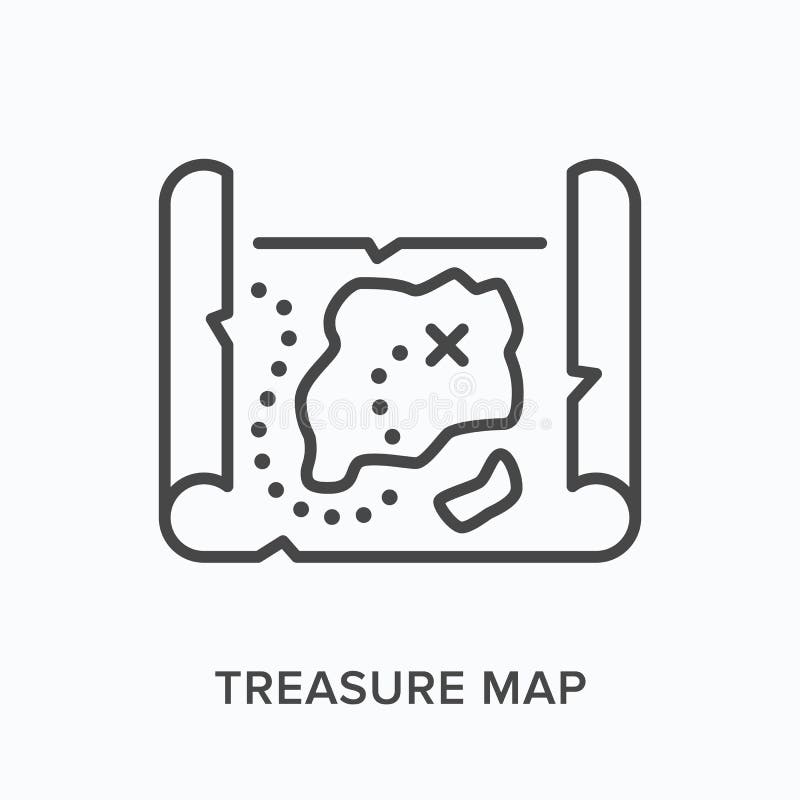 Treasure Map Flat Line Icon. Vector Outline Illustration of Medieval ...