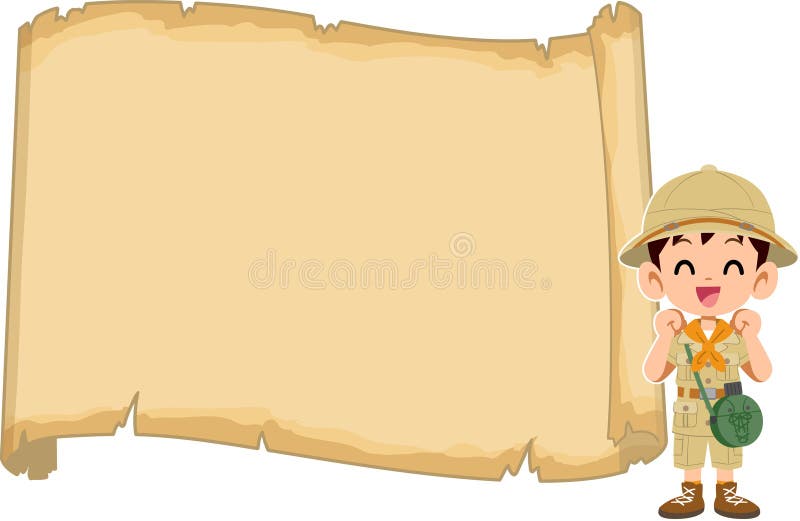 Treasure Map Frame and Excited Boy Stock Vector - Illustration of ...