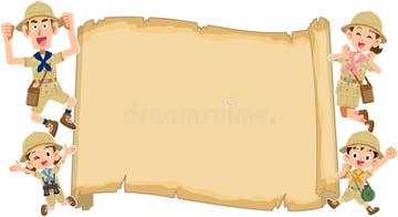 Treasure Map Frame and Jumping Family Stock Vector - Illustration of ...