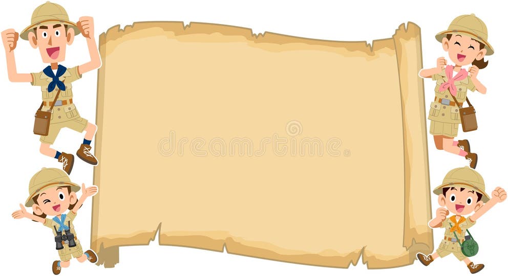 Treasure Map Frame and Jumping Family Stock Vector - Illustration of ...