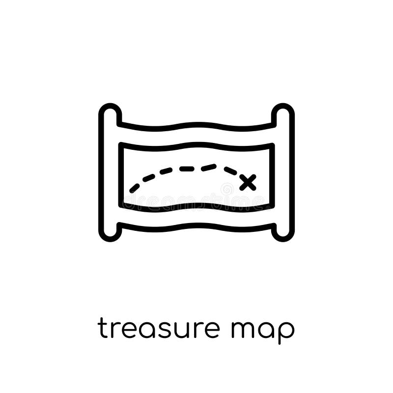 Treasure Map Icon. Trendy Modern Flat Linear Vector Treasure Map Stock ...