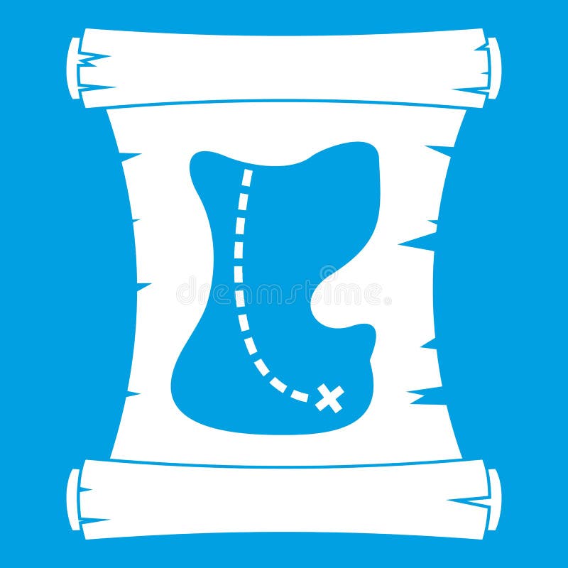 Treasure map icon white stock vector. Illustration of path - 96416499