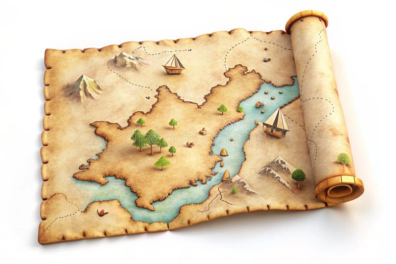 Treasure Map Isolated Simple 3D Illustration Stock Illustration ...