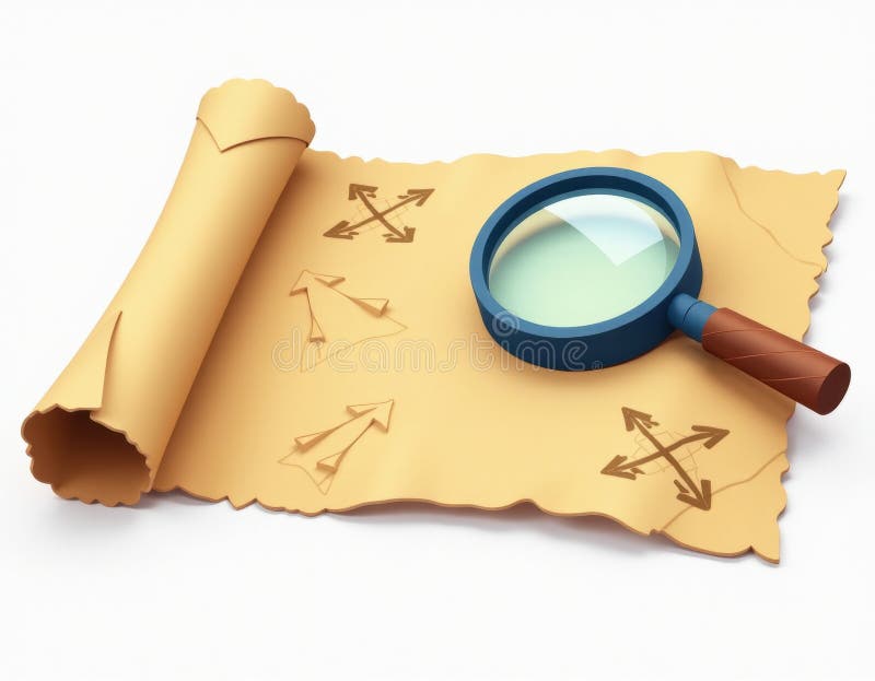 Treasure Map with Magnifying Glass Adventure, Exploration, and ...